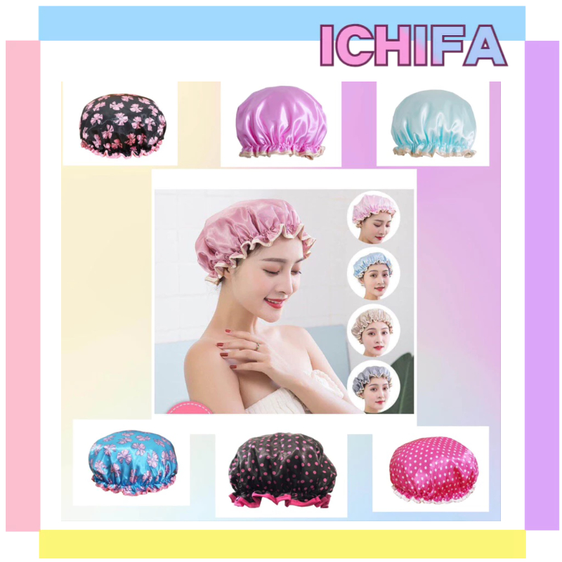 Jual ICHIFA Shower Cap Premium Tebal Anti Air Bahan Polyster Topi ...
