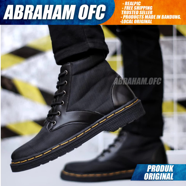 Jual ABRAHAM Sepatu Pantofel Tali Hitam Formal Docmart Kerja Pria ...