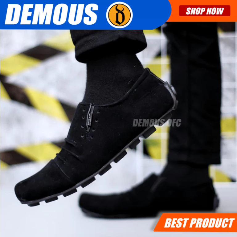 Jual DEMOUS SORA - Sepatu Slip On Pria Casual Hitam Kerja | Shopee ...