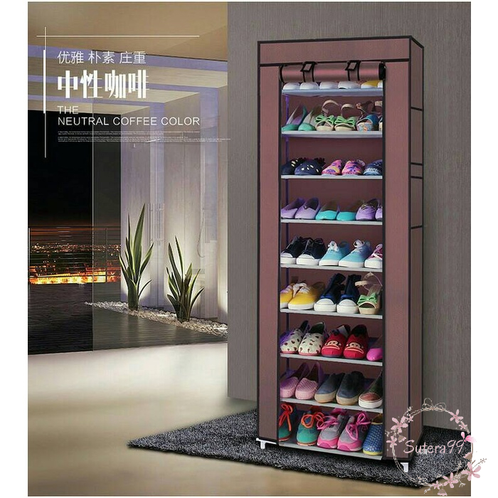 Jual Rak Sepatu 10 Susun Rakitan / Shoes Rack with Dust Cove Rak Sepatu ...