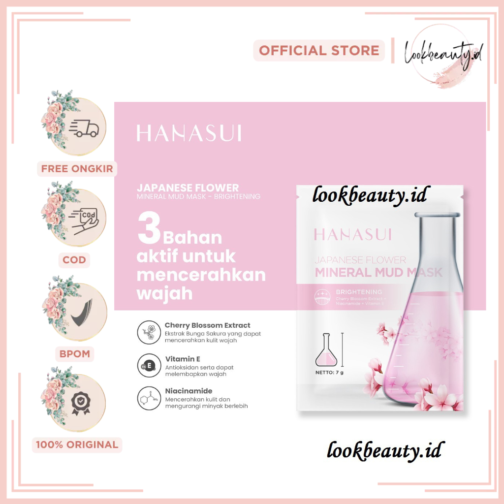Jual HANASUI MINERAL MUD MASK ORIGINAL BPOM Brightening Acne Pore ...