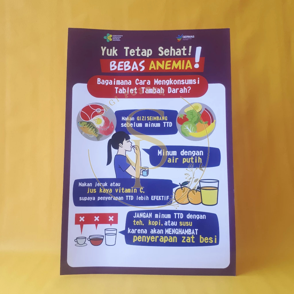 Jual Poster Penyakit | Poster Anemia | Poster Cara Mengkonsumsi Tablet ...
