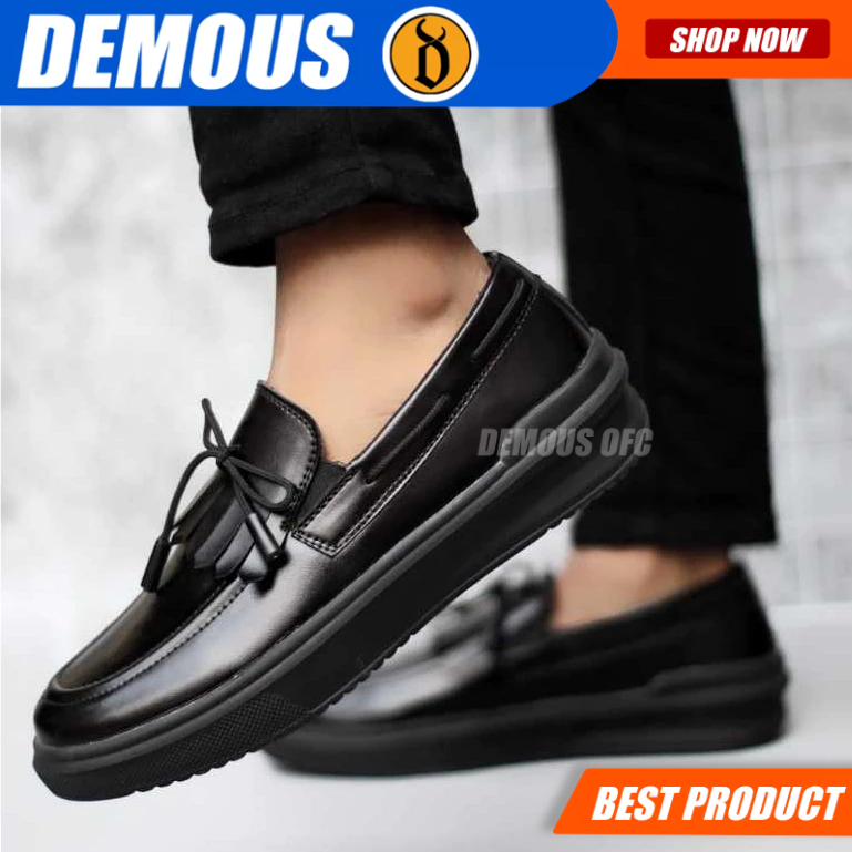 Jual DEMOUS - Sepatu Formal Casual Sekolah Tali Full Black Pria ...