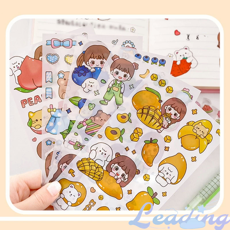 Jual Ins Creative Cute Happy Girl Hand Ledger Stiker Siswa Kartun Album ...