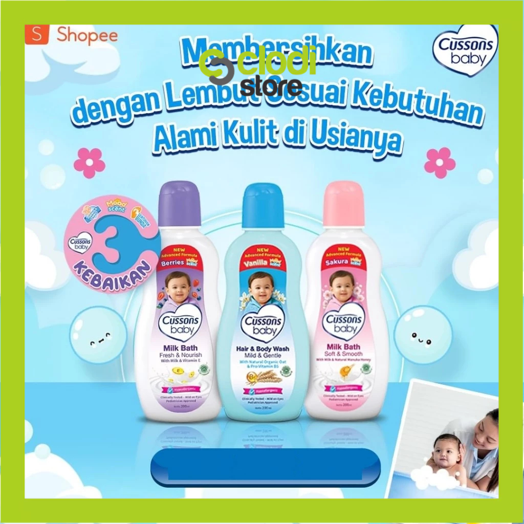 Jual Cussons Baby Hair and Body Wash 200ml 100+100ml Sabun Mandi bayi ...