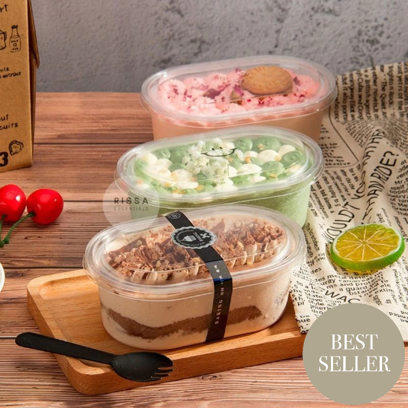 Jual [Isi 10 BOX] [RISSA] Kotak Kue Oval Kotak Packaging Oval Lunch Box Cake Kue Pudding Dessert ...