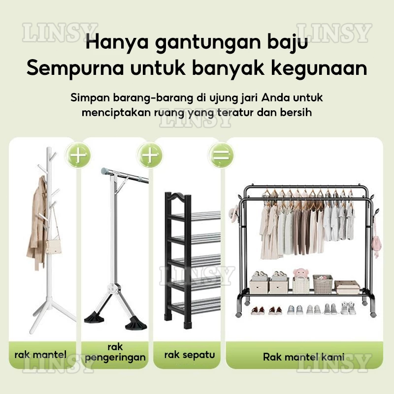 Jual Stand Hanger Double Rak Gantungan Baju Berdiri Besi Kuat Rak Baju ...