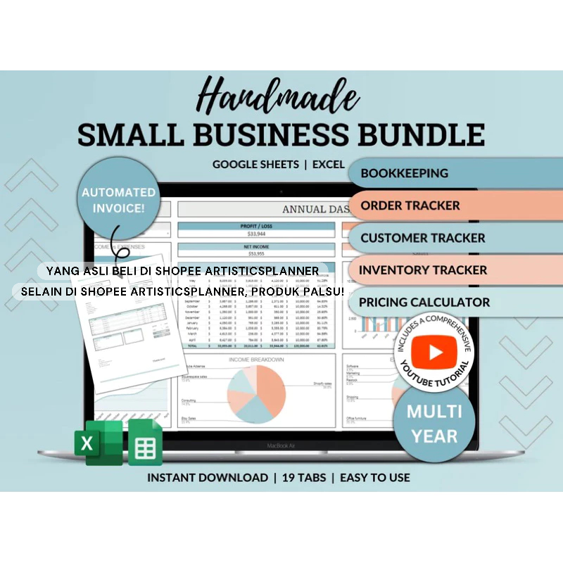 Jual Small Business Bookkeeping Spreadsheet | Inventory Tracker Order ...