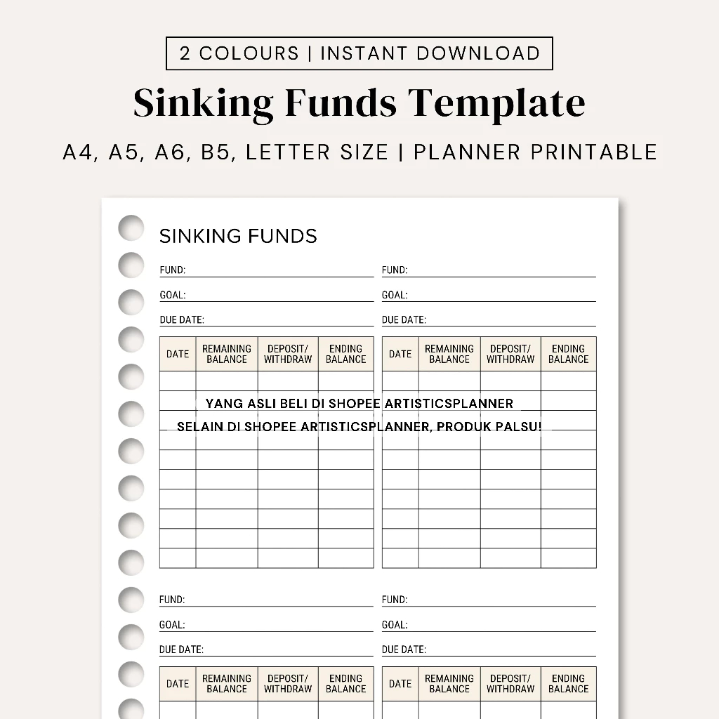 Jual Sinking Funds Tracker Printable Planner, Savings Tracker Printable ...