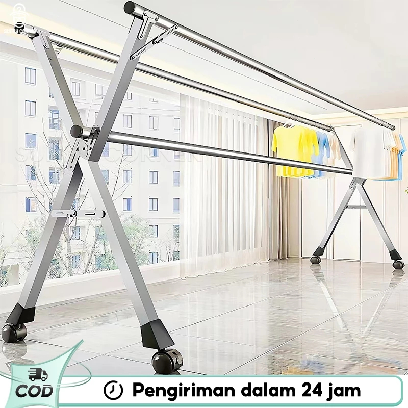 Jual Jemuran Baju Lipat dengan Roda Jemuran Baju Stainless Steel ...