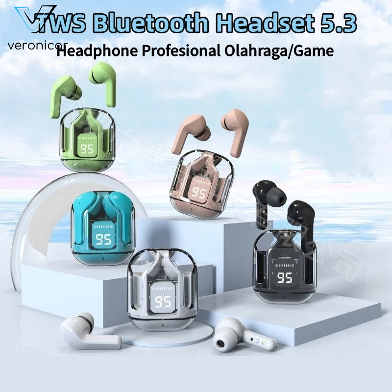 Jual 【COD】TWS Headset bluetooth TWS wirelles LED display tranparan Hifi ...