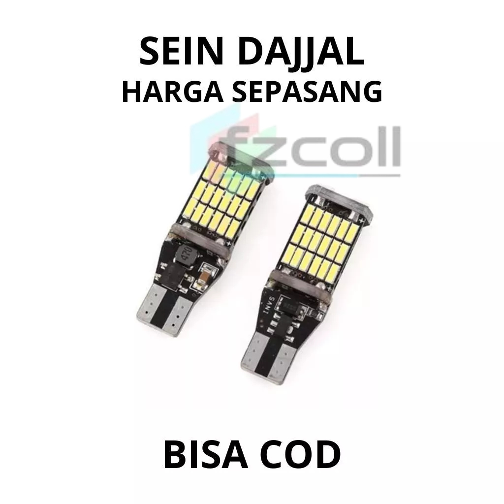 Jual Sein Dajjal LED T10 T15 Super Terang Sepaket // Lampu Sein T10 T15 Warna Kuning // Sein ...