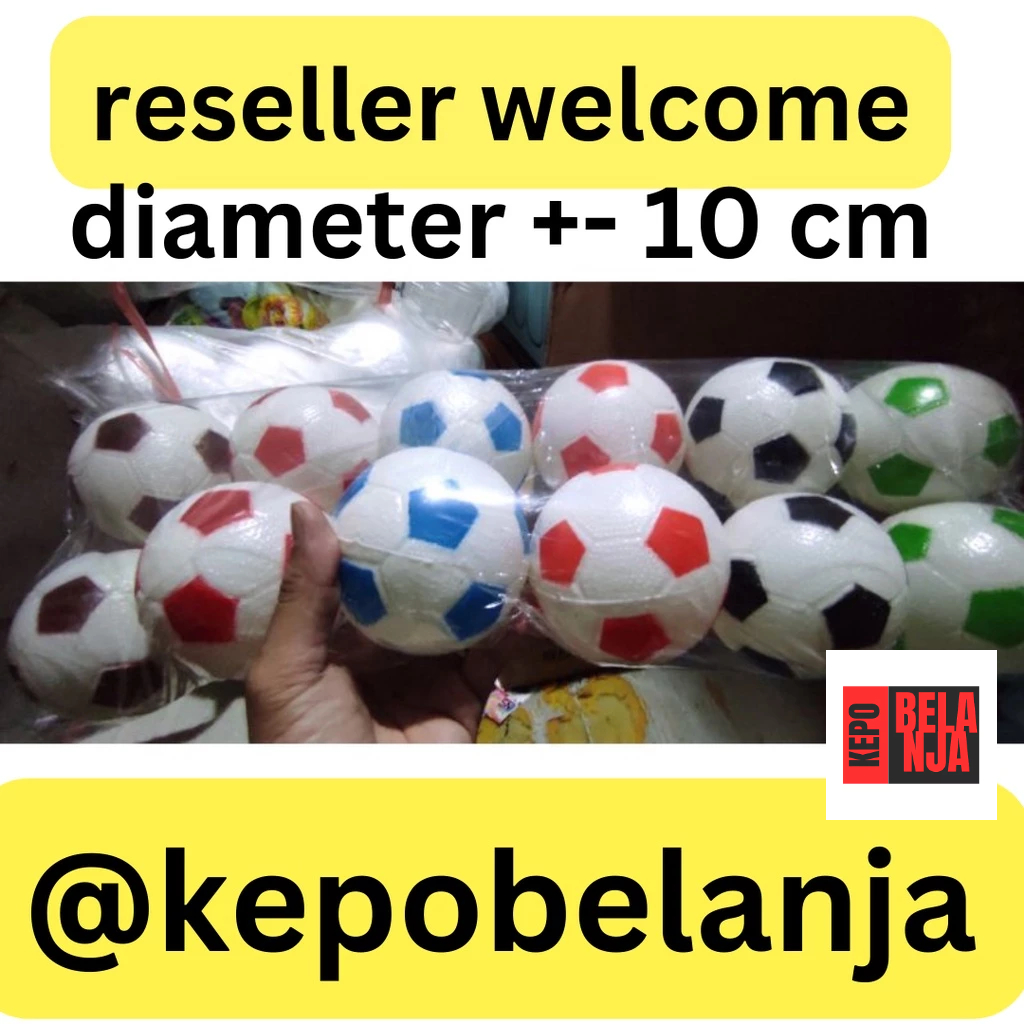 Jual bola sepak kecil diameter 10 cm warna warni random murah bahan ...