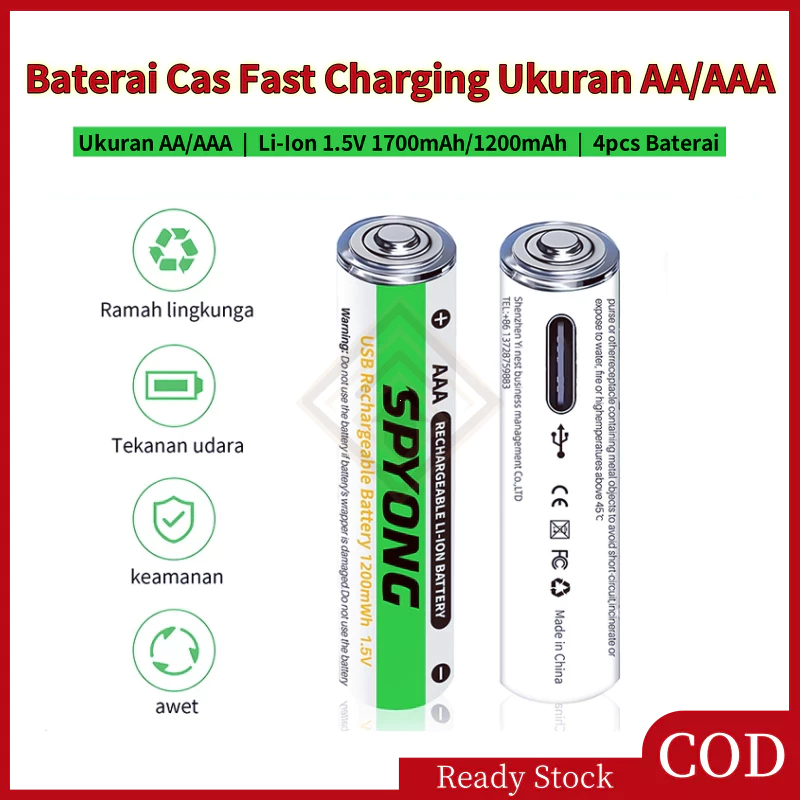 Jual 【COD】Baterai Cas Isi Ulang 4pcs AA - AAA 1.5V / Battery ...