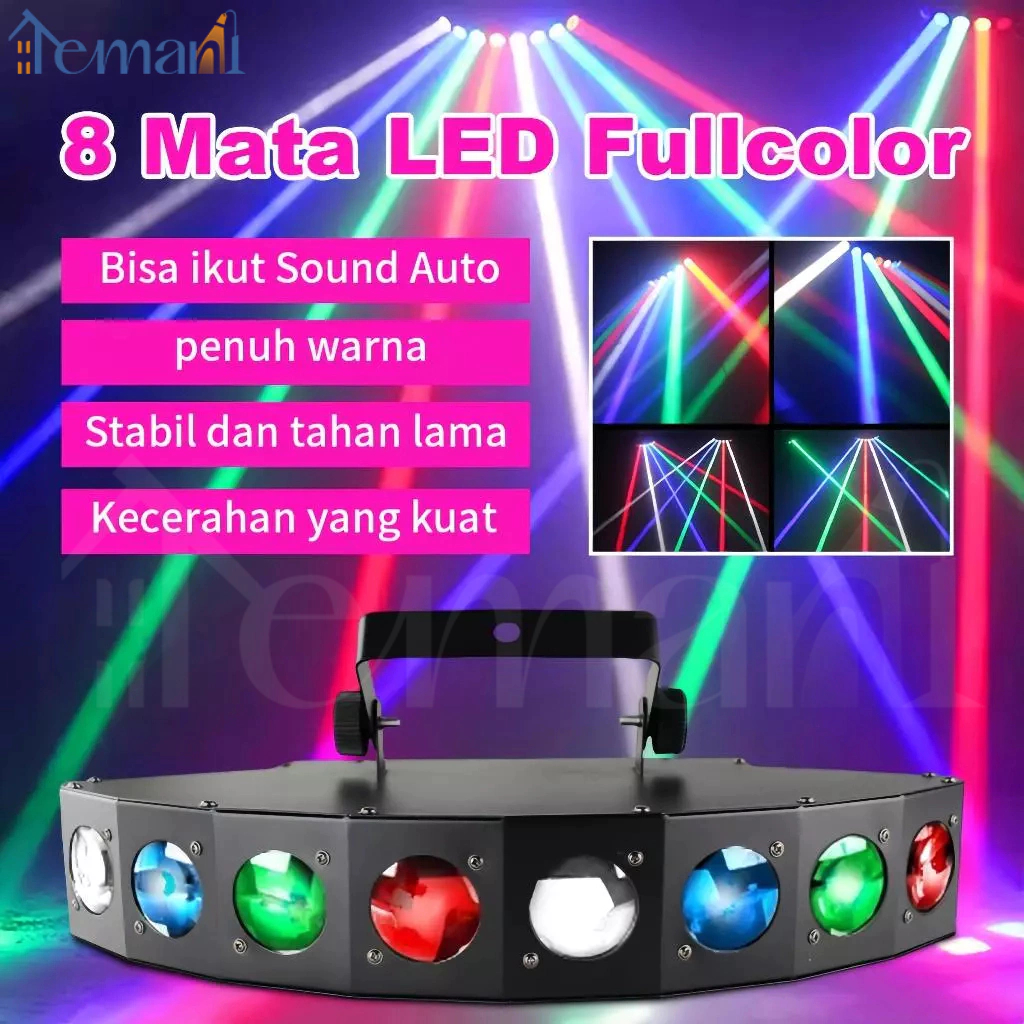 Jual Lampu disko fullcolor Lampu Panggung sinar cahaya 8 mata LED Lampu ...