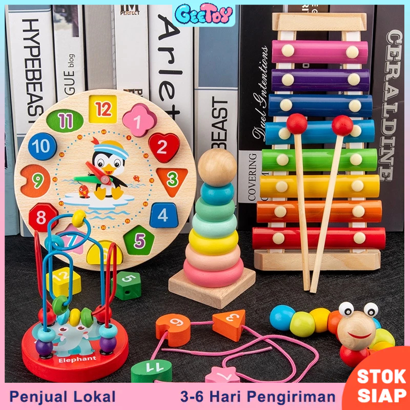 Jual Geetoy Montessori Kawat Puzzle Kayu Labirin Roller Coaster Abacus ...