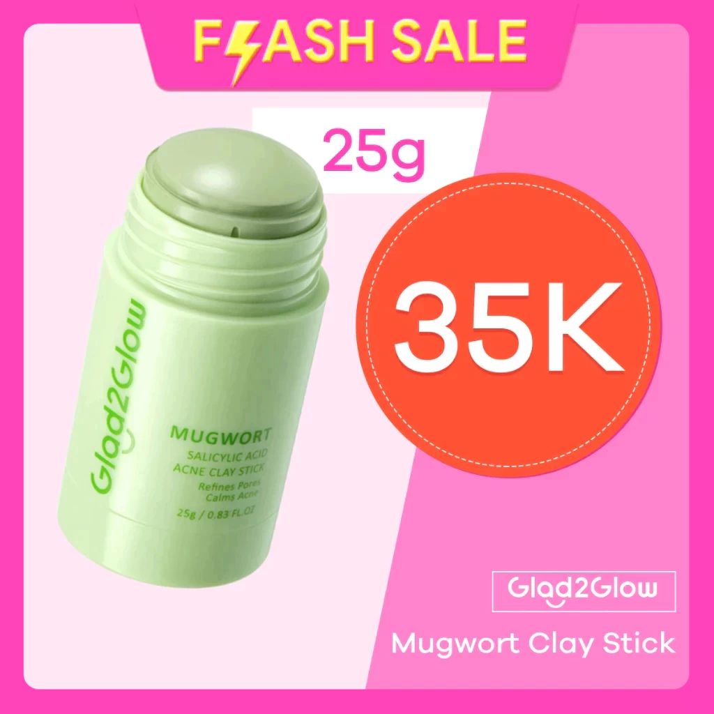 Jual [Pre Order 30 Hari] Glad2Glow Real Mugwort Salicylic Acid Acne Control Clay Mask Stick 25g ...