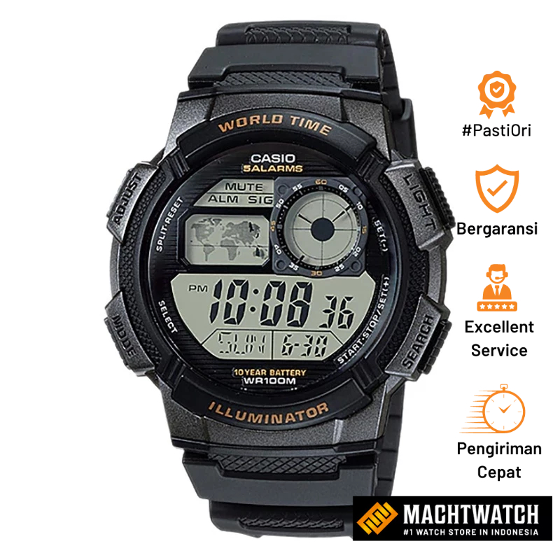 Jual [YEAR END SALE] Jam Tangan Pria Casio General AE-1000W-1AVDF Sporty Digital Dial Black ...