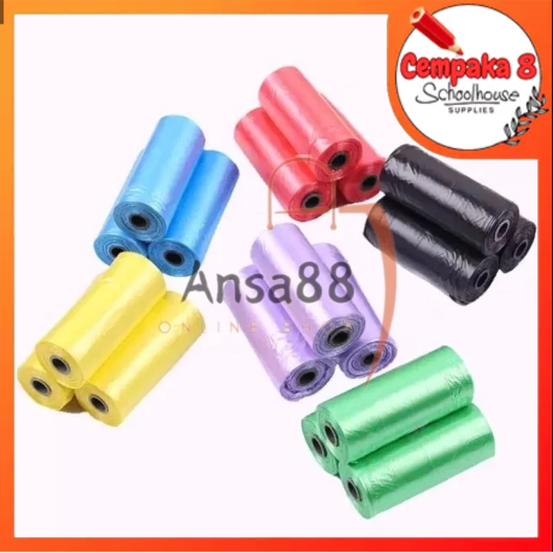 Jual isi 15 poop bag polos plastik sampah roll kantong sampah popok ...