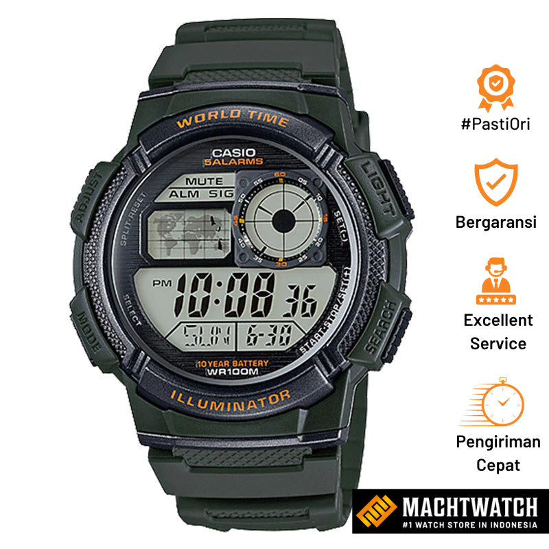Jual [YEAR END SALE] Jam Tangan Pria Casio General AE-1000W-3AVDF 10 Year Battery Water ...