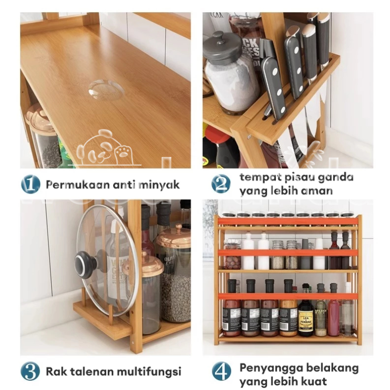 Jual Rak Dapur Rak Dapur Bambu Botol Bumbu Rak Rak Dapur Aesthetic Rak ...