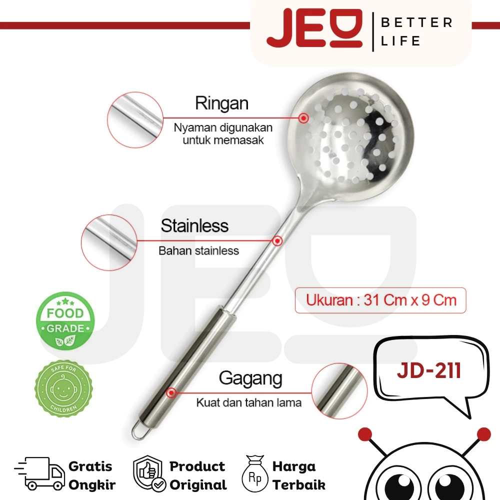 Jual JEDI Centong Sayur Stainless Sendok Sup Saringan Sendok Kuah Sayur ...