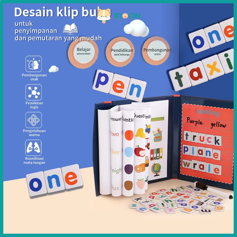 Jual IDOON Spelling game book buku Scrabble magnet Puzzle Buku Mainan ...