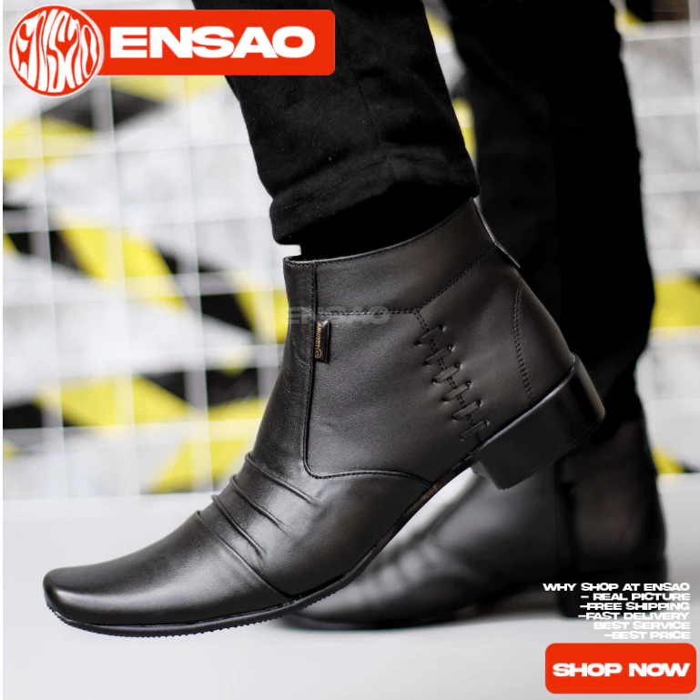 Jual Sepatu Pantofel Boots Formal Kulit Hitam Pria | Shopee Indonesia