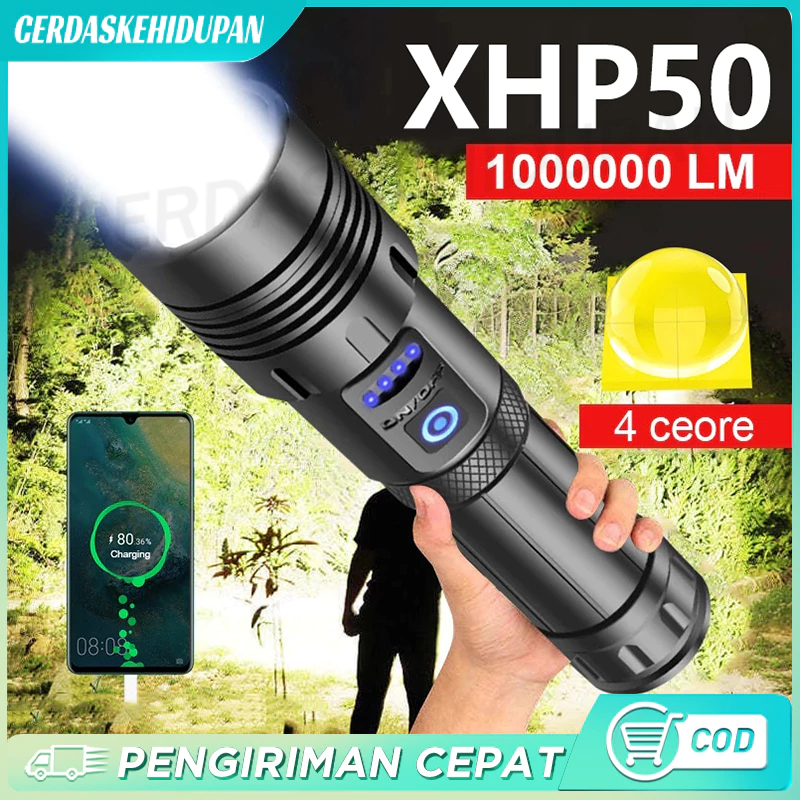 Jual Paket lengkap Senter LED Tactical 100000 Lumens Xhp 50 - Kualitas ...