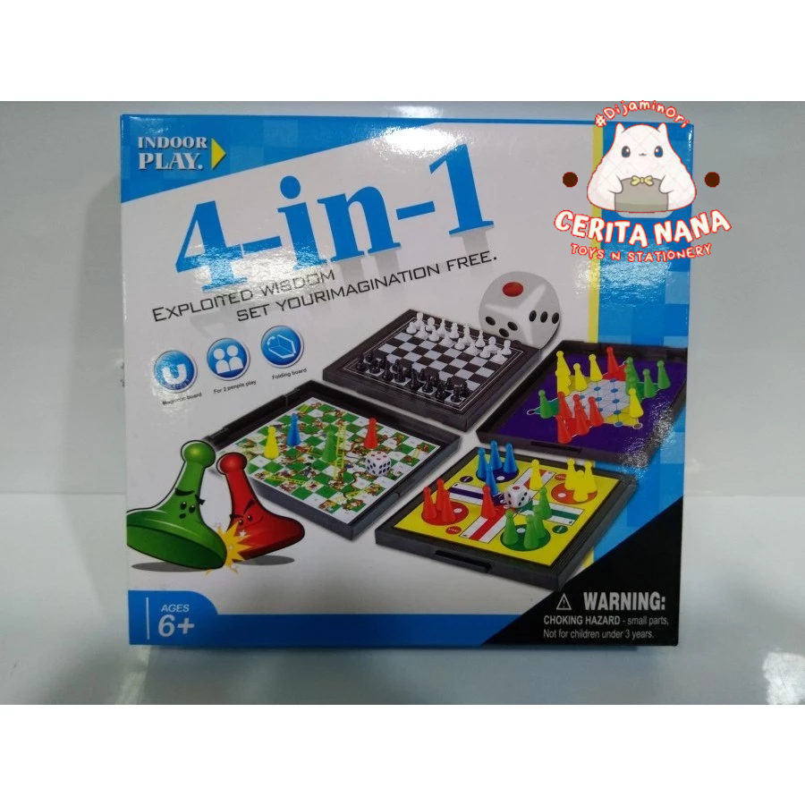 Jual Mainan Anak Catur Ludo Halma Ular Tangga 4 in 1 Board Game ...