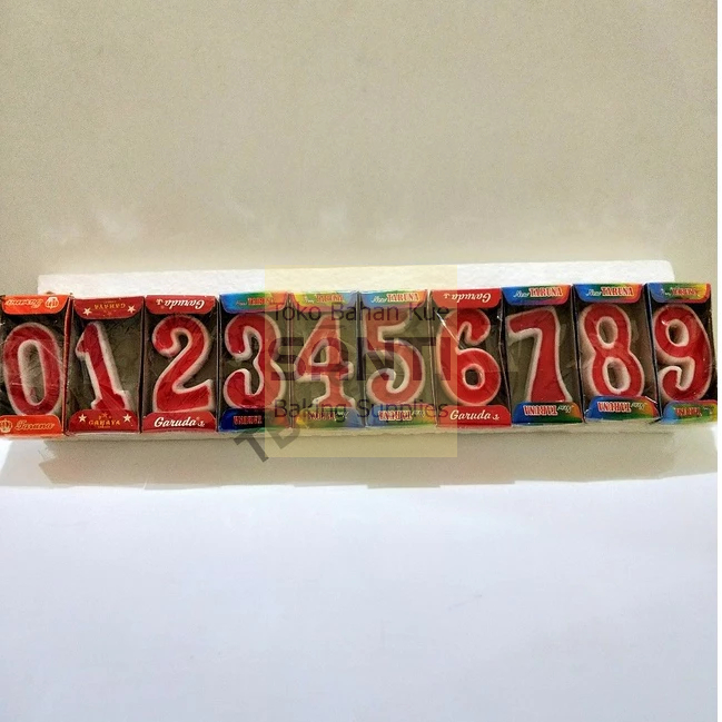 Jual Lilin Angka Merah Putih Lengkap 0 1 2 3 4 5 6 7 8 9 | Merk Random ...