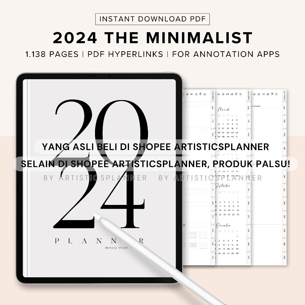Jual 2024 Digital Planner Hyperlinked | Planner Goodnotes Xodo ...