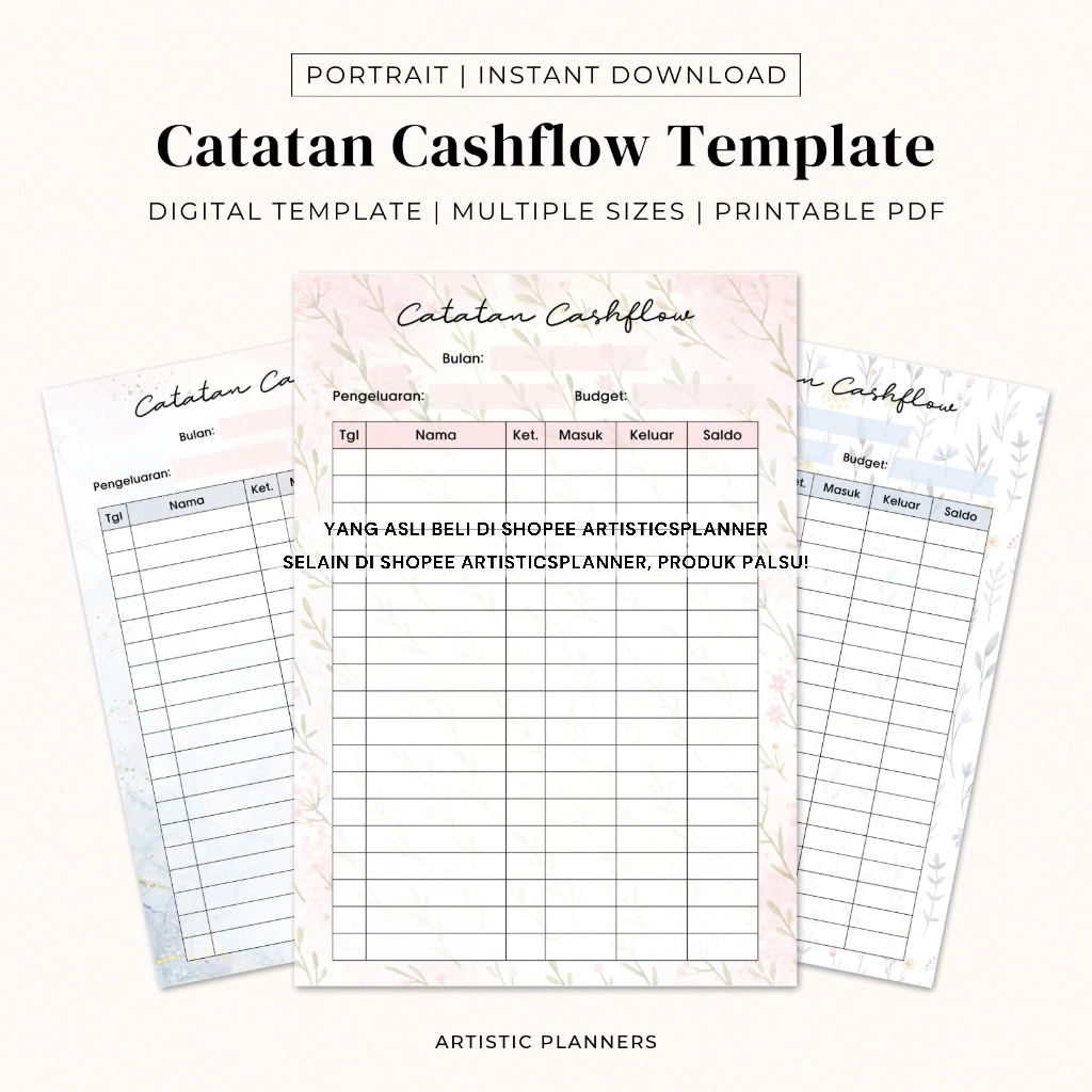 Jual Catatan Cashflow Template Printable | Planner Printable Template ...