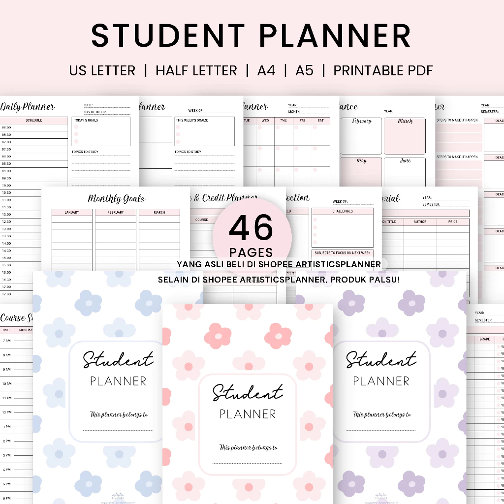 Jual Student Planner Printable | Student Planner | College Student ...