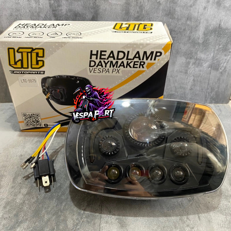 Jual Lampu Depan Vespa Reflektor Depan Vespa Daymaker Headlamp LED High ...