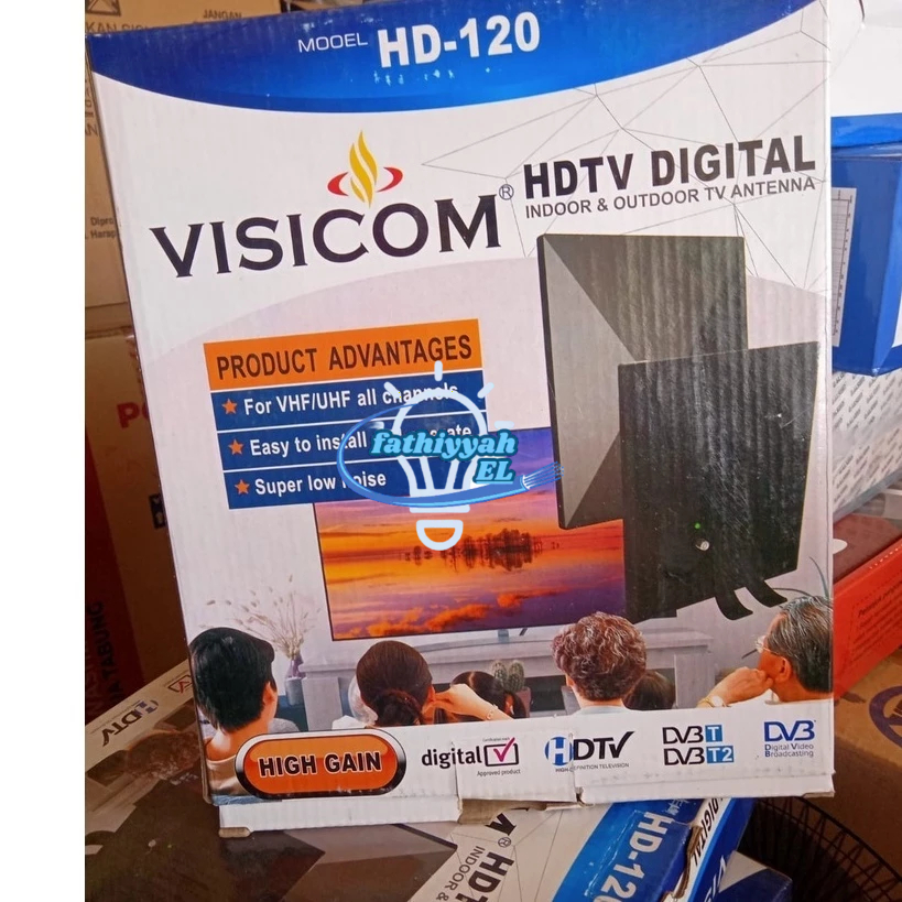 Jual VISICOM HD120 antena digital kotak indoor outdoor + KABEL 10 METER ...