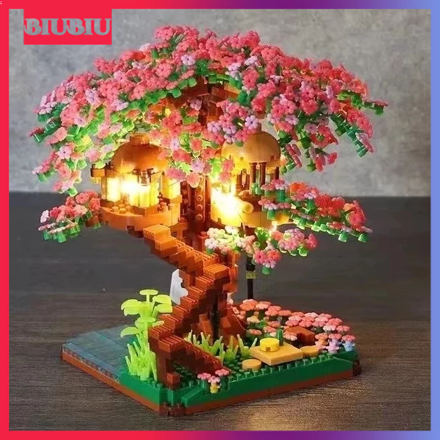 Jual 【READY】Mainan Balok Bangunan Mini Model Rumah Pohon Sakura Jepang ...