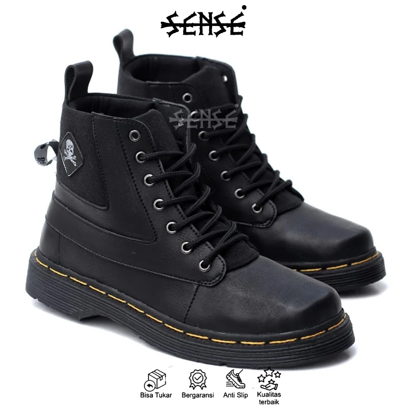 Jual SENSE - Sepatu Boots Formal Casual Pria Docmart Hitam | Shopee ...