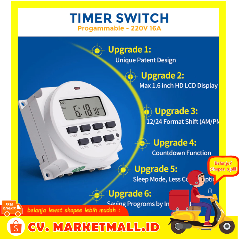 Jual Saklar Relay Elektrik Programmable Digital Timer Switch Relay ...