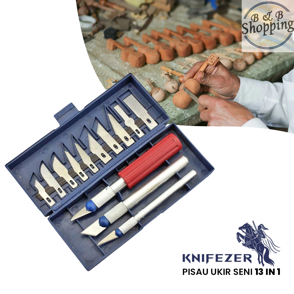 Jual KNIFEZER Set Pisau Ukir Seni 13 in 1 Crafting Knife 3 Handle - A ...