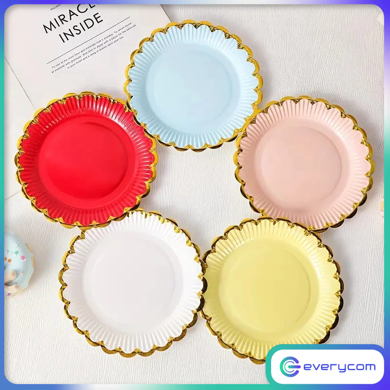 Jual [10 Pcs] Piring Kertas List Emas / Paper Plate / Piring Ulang Tahun List Emas / Party ...