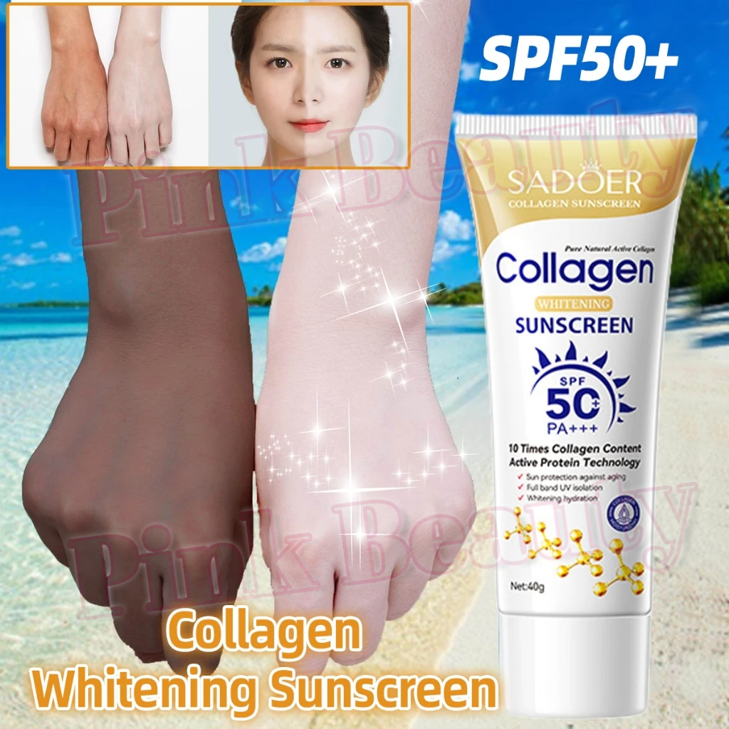 Jual Collagen Whitening Sunscreen Kolagen Pemutih Glowing Up Sunblock Cream SPF50+ PA+++ Wajah ...