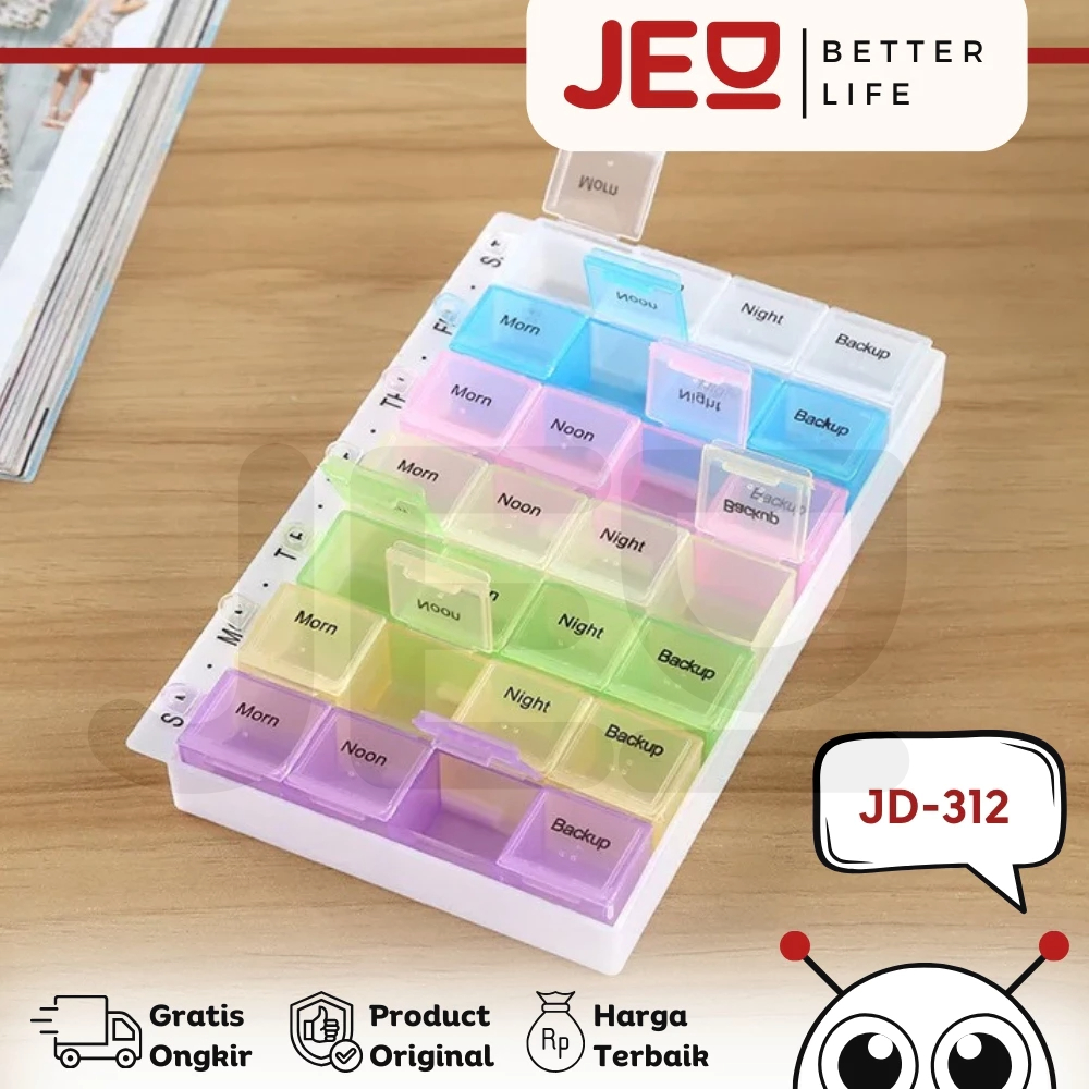 Jual JEDI Kotak Obat Harian Colorful Kotak Pil 7 Hari Kotak Tempat ...