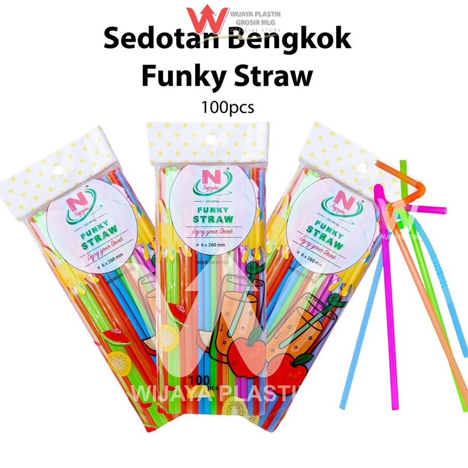 Jual [PROMO] Sedotan Bengkok Ulir Creative Fun Straw --- 100 pcs @Pack ...