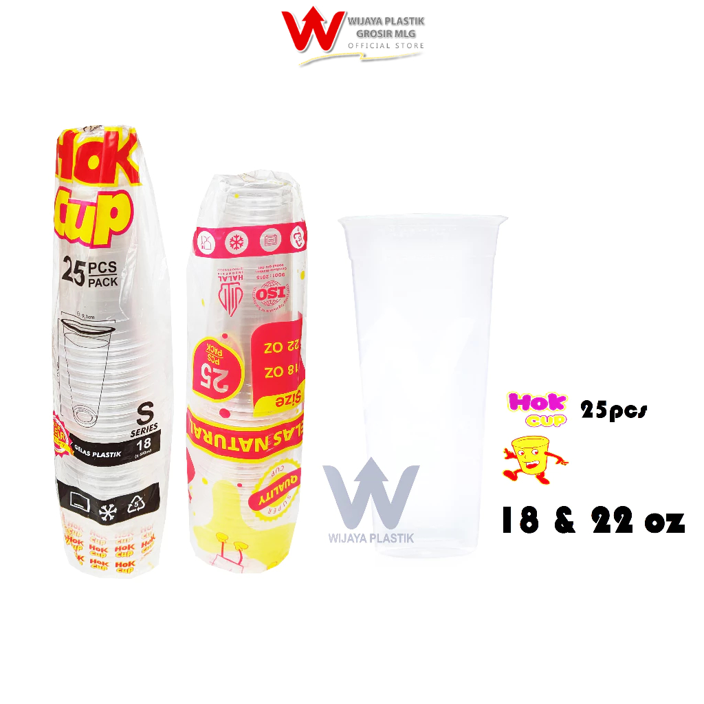 Jual [PROMO] Aneka Gelas Plastik Slim ( 18 22 oz ) [Hok/Tip Top/Merak ...