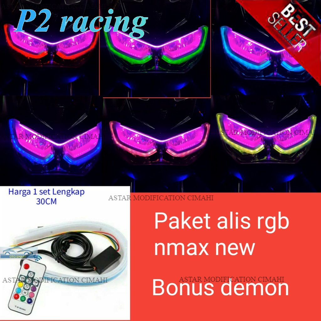 Jual PAKET LAMPU ALIS RGB NMAX NEW BONUS DEMON LAMOU ALIS LED DRL SLIM ...