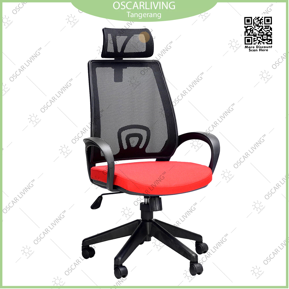 Jual Savello Omega H Senderan Hitam Dudukan Merah Kursi Kerja Karyawan ...