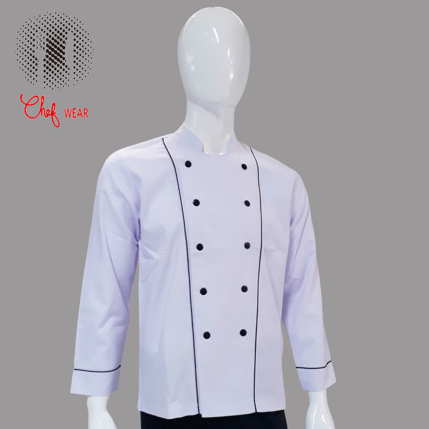 Jual Chef Wear PANAMA Baju Koki LS Putih (Piping Hitam) S - XXL ...