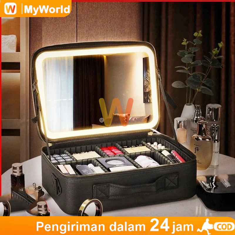 Jual 【COD】Tas Makeup Lampu LED Makeupartist Bag MUA Beauty Case ...