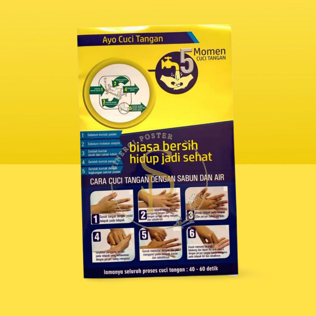 Jual Stiker 5 Momen Cuci Tangan Nakes 31x19 cm | Poster Stiker Vinyl ...